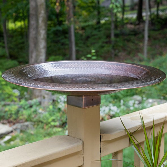 Copper Finish Hammered Extra Large Metal Bird Bath for 4 x 4 Post ...