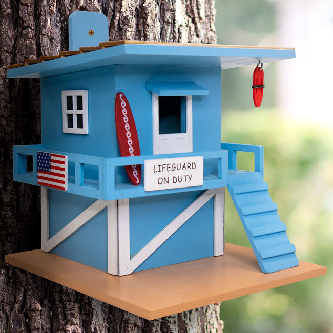 Lifeguard Shack Bird House, Blue | BirdHousesAndBaths.com