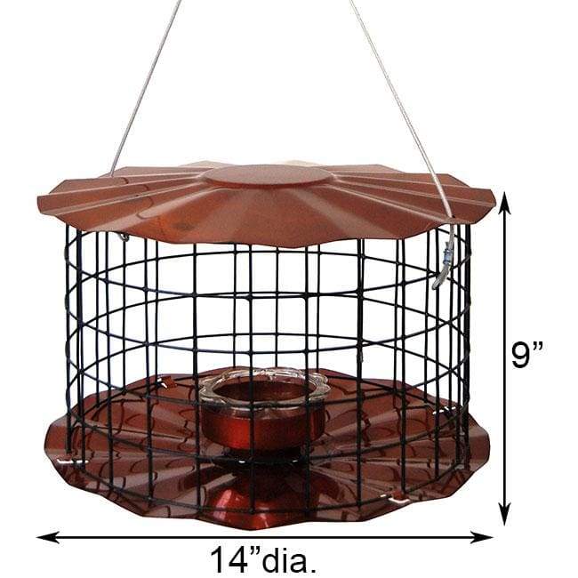 Caged Bluebird Feeder, Copper Colored
