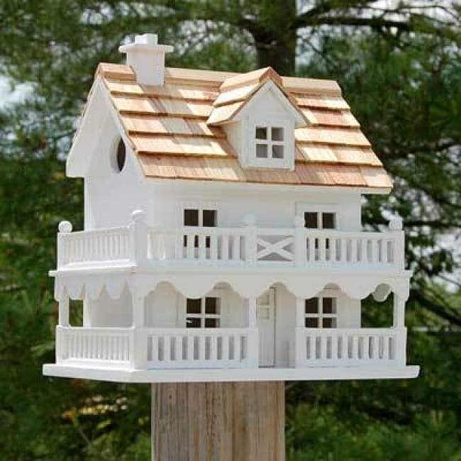 Novelty Cottage Bird House, White | BirdHousesAndBaths.com